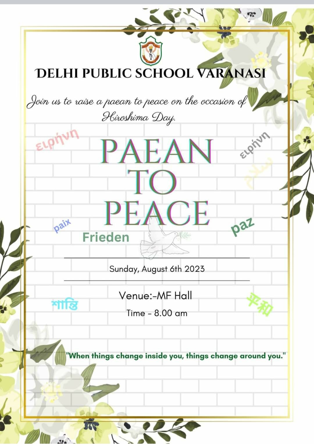 WALL OF PEACE – MURAL PROJECT TO MARK THE HIROSHIMA DAY AT DELHI PUBLIC ...